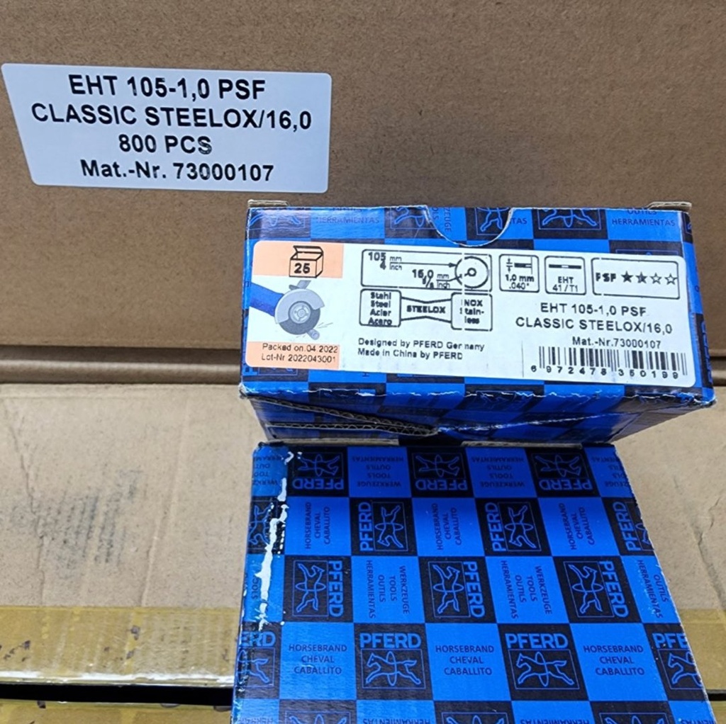 Pferd cutting disc 4 inch, size 105x1.6x16mm, EHT 105-1,6 PSF Steelox ...